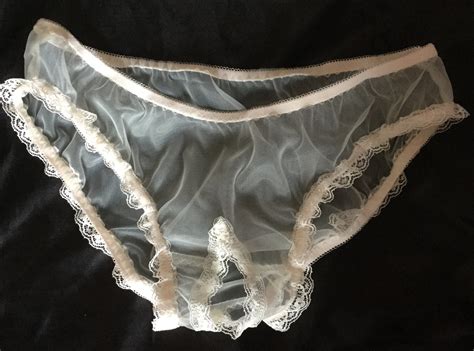 Vintage Style Sheer Nylon Open Crotch Panties Etsy