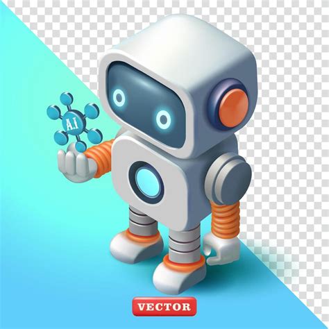 Cute Robot Holding A I Chip 3d Vector Suitable For Business