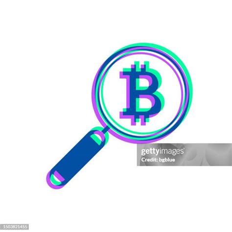 Magnifying Glass With Bitcoin Sign Icon With Two Color Overlay On White