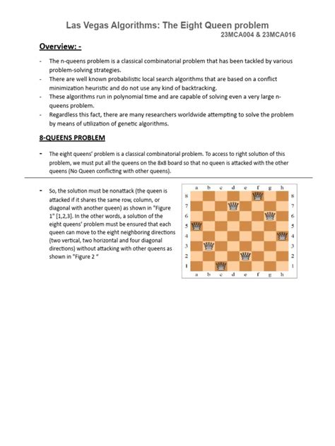 Las Vegas Algorithms The Eight Queen Problem Pdf Applied