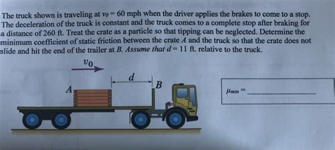 Solved The Truck Shown Is Traveling At Vo 60 Mph When The