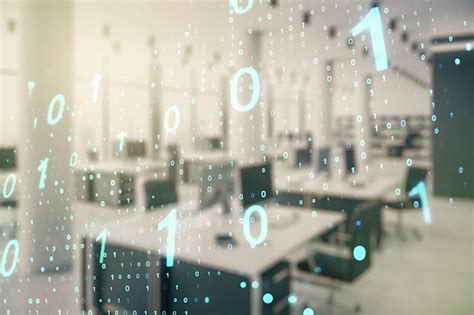 premium photo abstract virtual binary code sketch on a modern