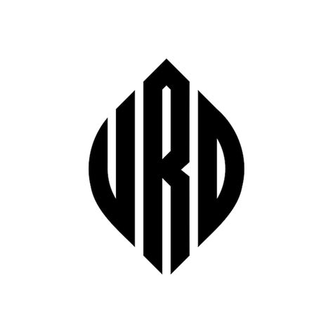 원과 타원형으로 된 Urd 원자 로고 디자인 Urd 타원형 로고 세 개의 이니셜이 원을 형성합니다 Urd 원 블럼 추상 모노그램