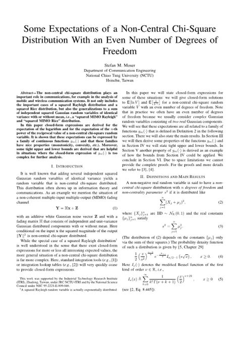 Some Expectations Of A Non Central Chi Square Distribution With An Even