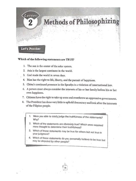 Module 2 Lesson 2 Methods Of Philosophizing Pdf Education Theory