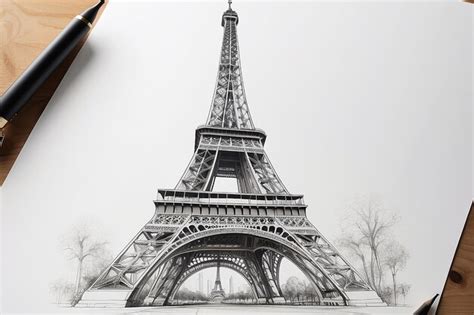 Premium Photo This Sketch Of The Eiffel Tower Captures Its Unique Eyecatching Design