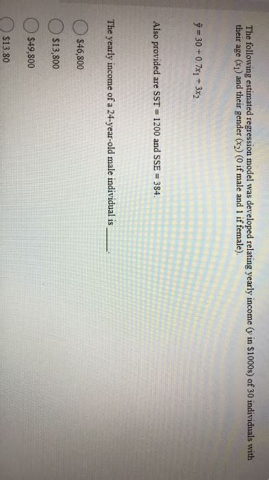 Solved The Following Estimated Regression Model Was