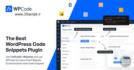 افزونه قطعه کد سفارشی برای وردپرس WPCode Pro بیست اسکریپت