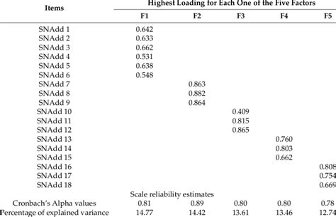 Results Of The Exploratory Factor Analysis Efa Of The Snadds 6s