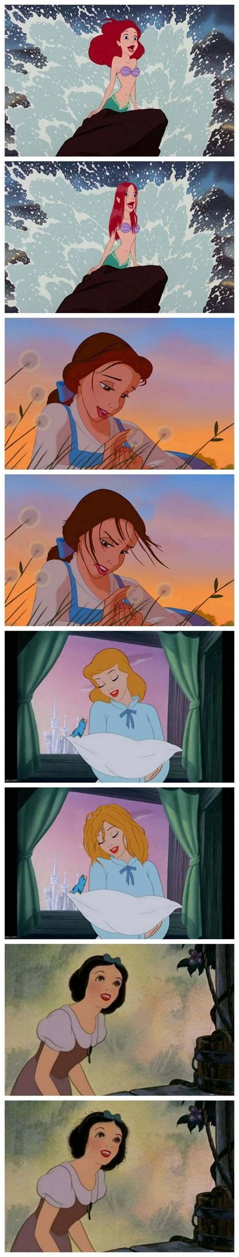 디즈니 공주들 헤어스타일의 이상과 현실 롤 사진 웃긴 밈 재미있는 동영상