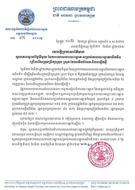 គជប៖ ថ្ងៃទីមួយ នៃការឃោសនាការបោះឆ្នោត ជ្រើសរើសក្រុមប្រឹក្សាក្រុង ស្រុក ដែលទើបបំបែក