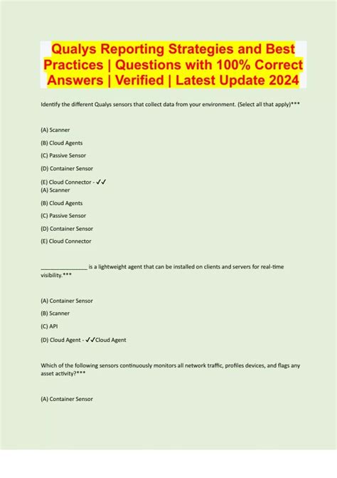 Qualys Reporting Strategies And Best Practices Questions With 100