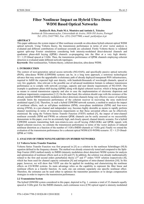 Pdf Fiber Nonlinear Impact On Hybrid Ultra Dense Wdm Based Optical Networks