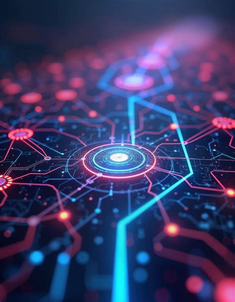 Futuristic Tech Illustration Shows Interconnected Network Digital Grid Displays Innovative Tech