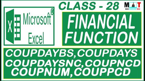 Financial Function In Excel Coupdaybs Coupdays Coupdaysnc