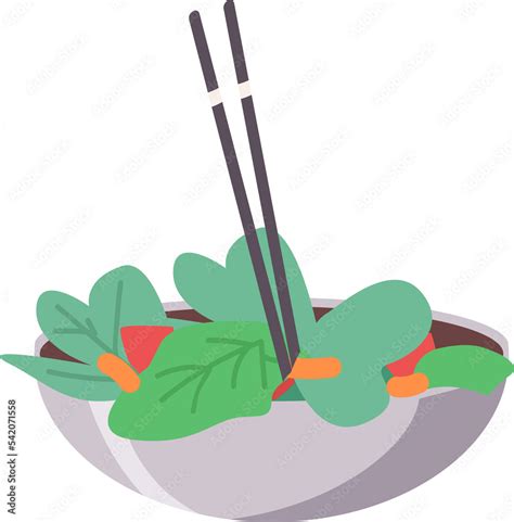 Vegetable Salad Semi Flat Color Raster Object Full Sized Item On White