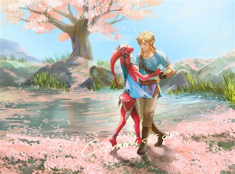 Link And Mipha The Legend Of Zelda And More Drawn By Tehwi Danbooru