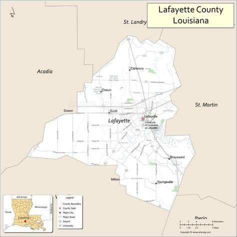 Lafayette Parish Map Louisiana Where Is Located Cities Population