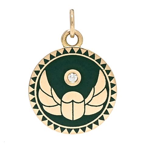 Foundrae 18k Yellow Gold Diamond Champleve Enamel Protection Medallion