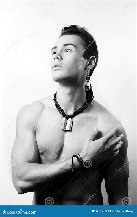 Handsome Barechested Young Man Stock Image Image Of Body Human