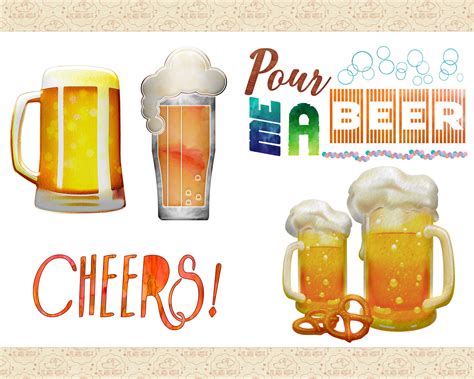 Beer Borders Beer In Glasses Clip Art I Love Beer Watercolor Beer Clip
