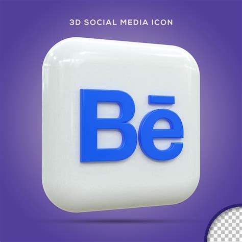 Behance 3d 소셜 미디어 아이콘 다채로운 광택 3d 아이콘 개념 구성에 대 한 3d 렌더링 프리미엄 Psd 파일
