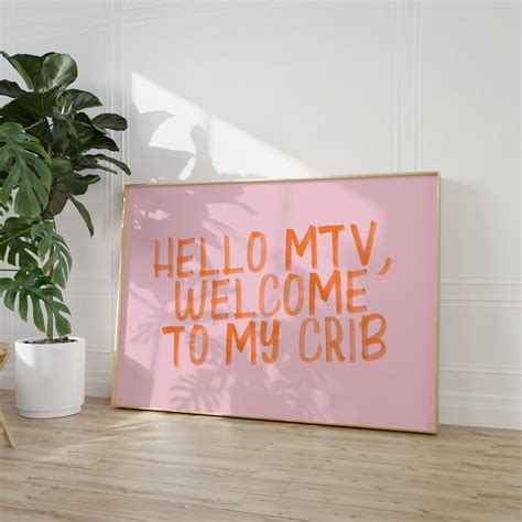 Hello Mtv Welcome To My Crib Print College Apartment Decor Retro Y2k