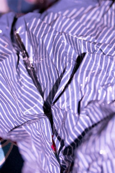 Sweet Wrapper Fine Stripes Lines On Plastic Paper Crumpled Warped