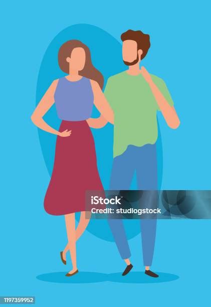 年輕夫婦頭像字元圖示向量圖形及更多一起圖片 一起 人 卡通 Istock
