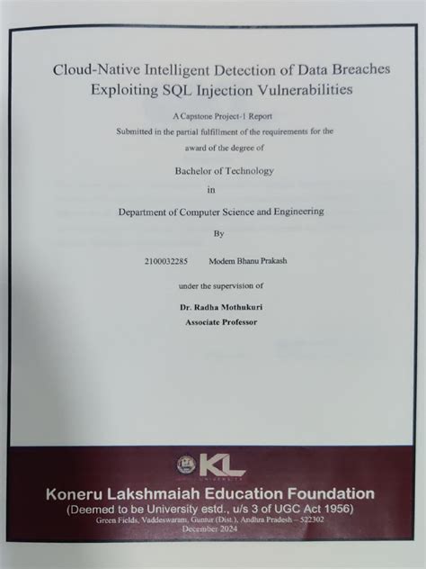 Exploiting SQL Injection Vulnerabilities: Cloud-Native Intelligent Detection of Data Breaches | PDF