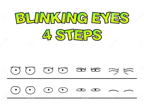 Blinking Eyes Steps Vector Preset For Character Animation Design Stock