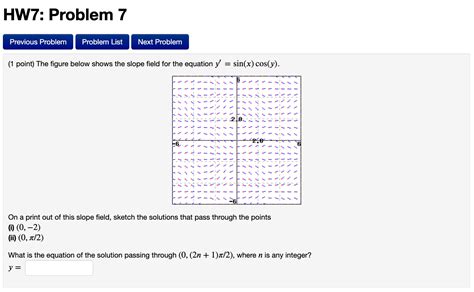 Solved HW7 Problem 7 1 Point The Figure Below Shows The Slope Field Course Hero