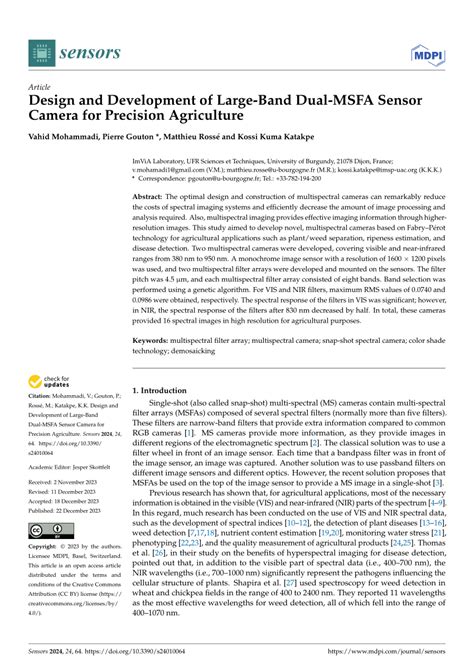 PDF Design And Development Of Large Band Dual MSFA Sensor Camera For