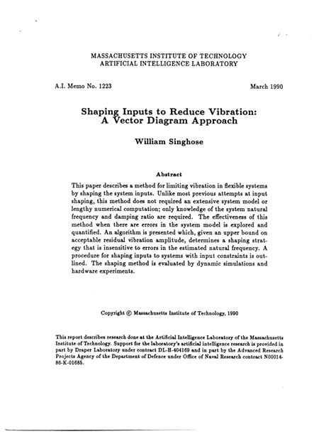 Pdf Shaping Inputs To Reduce Vibration A Vector Diagram Approach