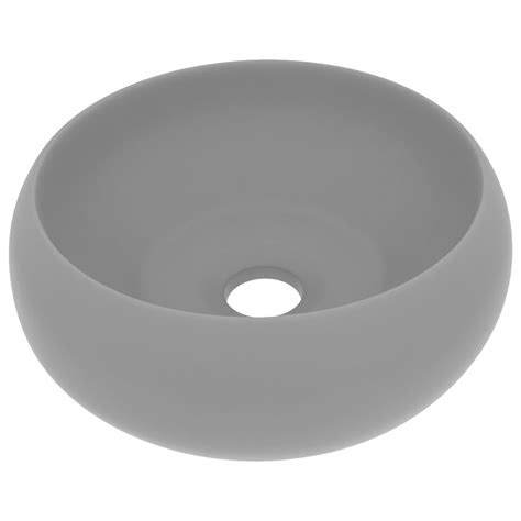 Lavabo De Lujo Redondo Cerámica Gris Claro Mate 40x15 Cm Leroy Merlin