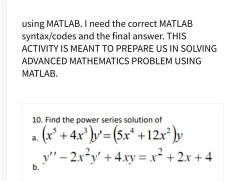 solved using matlab i need the correct matlab syntax codes
