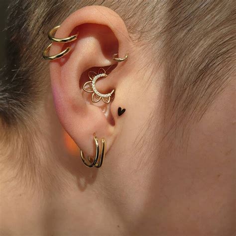 16g Gold Daith Earring Titanium Clicker 8mm10mm Cz Crystal Daith