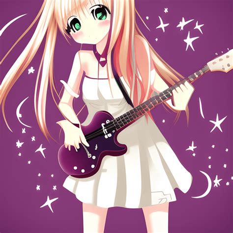 Cute Anime Girl Playing Guitar · Creative Fabrica