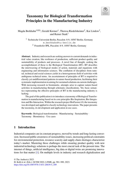 Pdf Taxonomy For Biological Transformation Principles In The