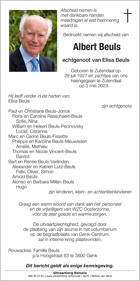 Albert Beuls † 05 05 2023 Inmemoriam