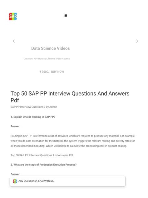Sap Pp 50 Interview Questions And Answers Pdf Pdf Product Lifecycle Business