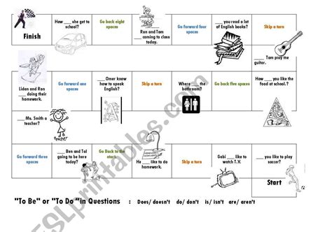 Board Game To Be Or To Do In Questions Does Doesn´t Do Don´t Is