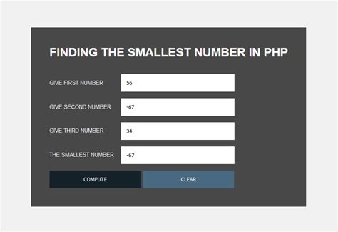 Free Programming Source Codes And Computer Programming Tutorials Finding The Smallest Number In Php