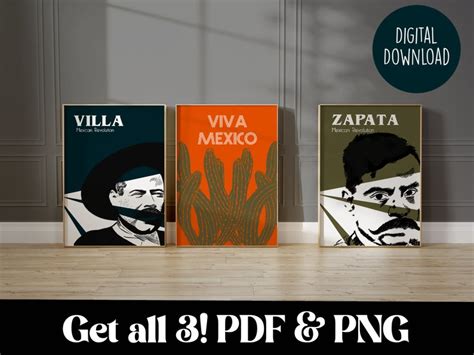 Mexico Art Prints Pancho Villa Emiliano Zapata Mexican Etsy