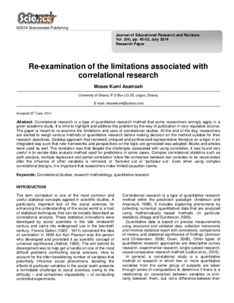 Pdf Re Examination Of The Limitations Associated With Correlational Research