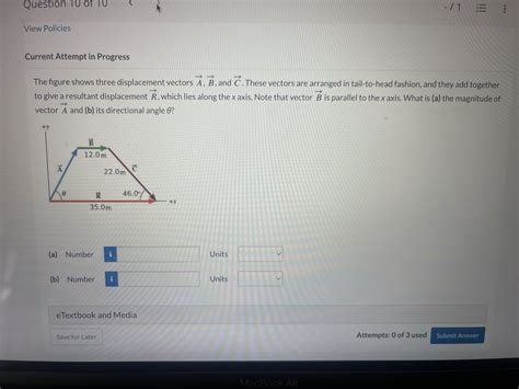 Solved The Figure Shows Three Displacement Vectors A B And Chegg
