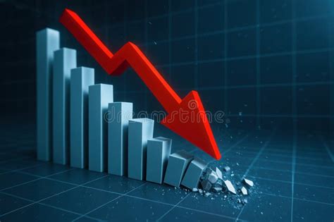 A 3d Illustration Showing A Dramatic Financial Crash With A Red Arrow