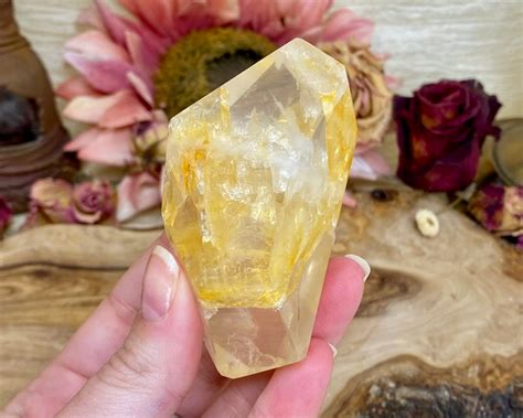 Yellow Hematoid Quartz Crystal Natural Golden Healer Crystal Polished