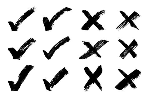Premium Vector Hand Drawn Green Check Mark And Red Cross Mark Marker