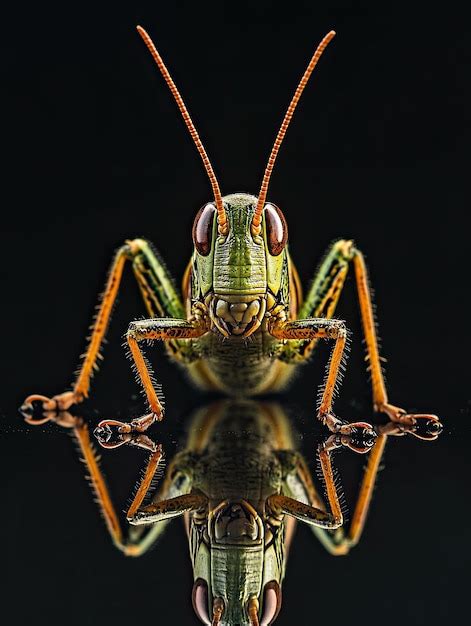 Grasshopper Isolated On Black Background Premium Ai Generated Image